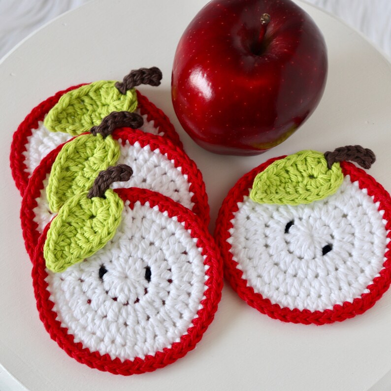 Apple Coaster, Set of 4, Red Apple Coaster, Teacher Appreciation Gift ...