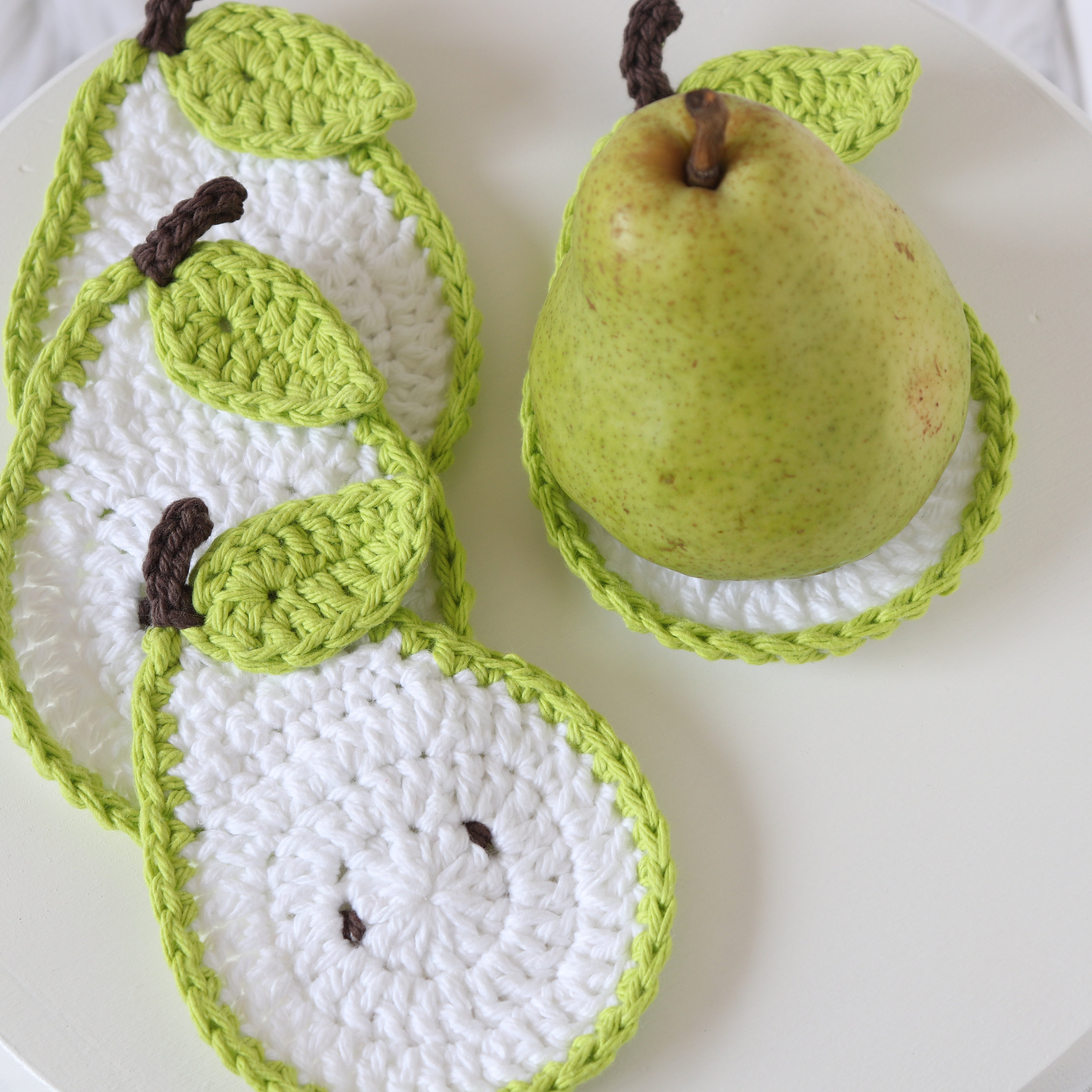 Pear Shaped Coasters Set of 4 Fruit Coasters Fruit Kitchen | Etsy