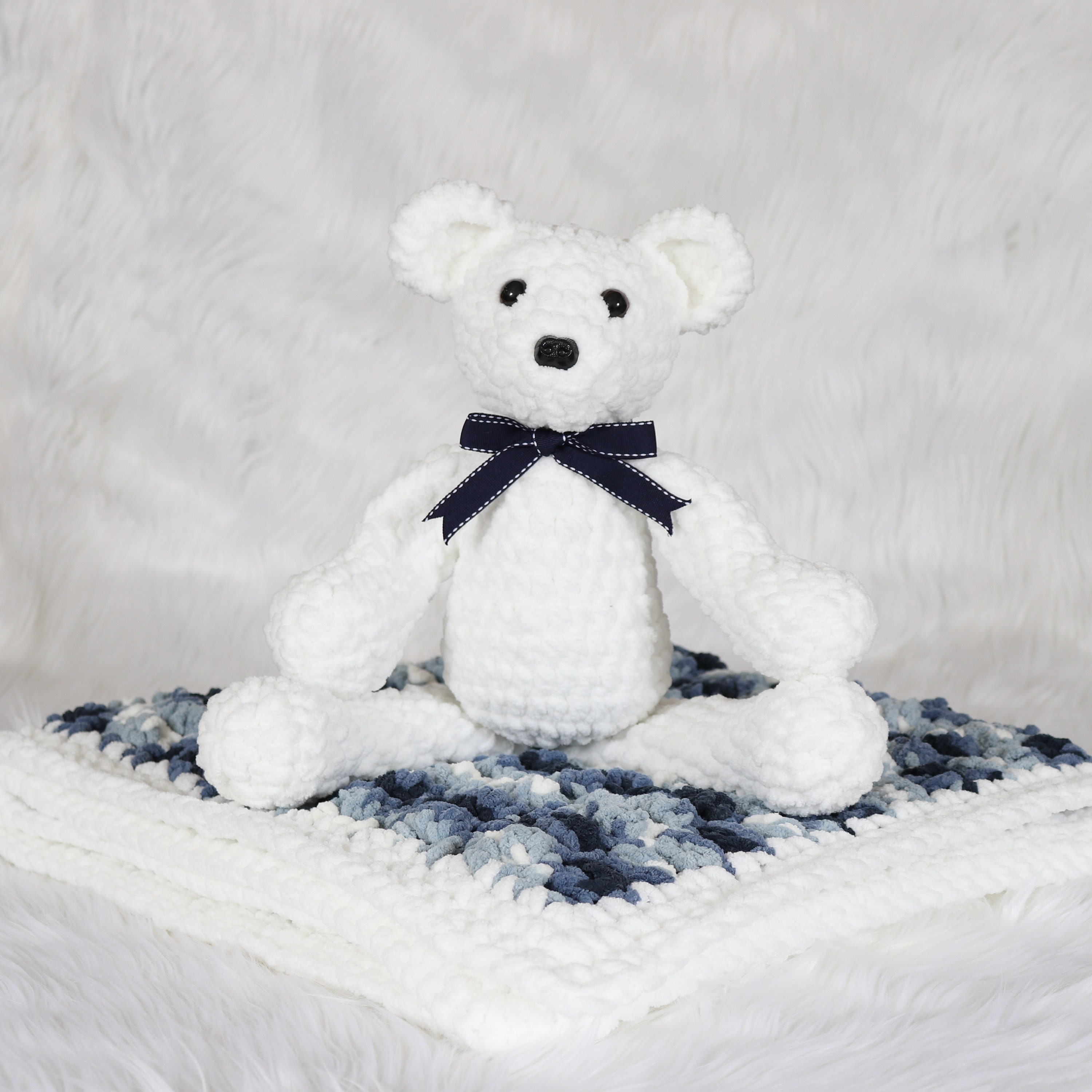 Chenille Baby Blanket Blue & white Crib Blanket Stuffed | Etsy