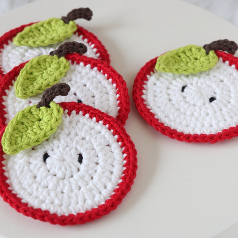 Apple Coaster, Set of 4, Red Apple Coaster, Teacher Appreciation Gift ...