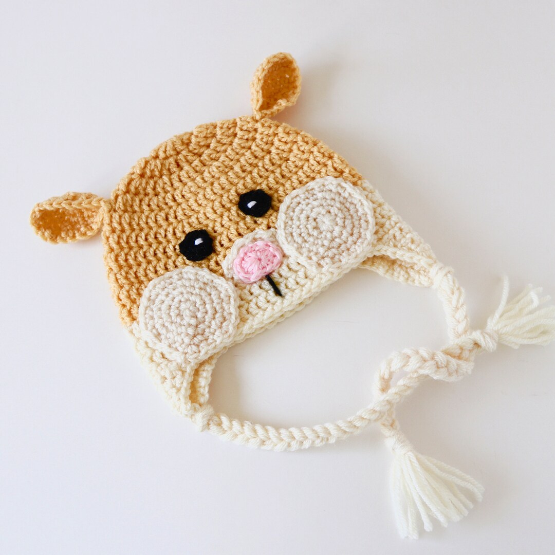 Kids Hamster Character Hat, Cute Animal Hat With Braided Ties, Gift for ...