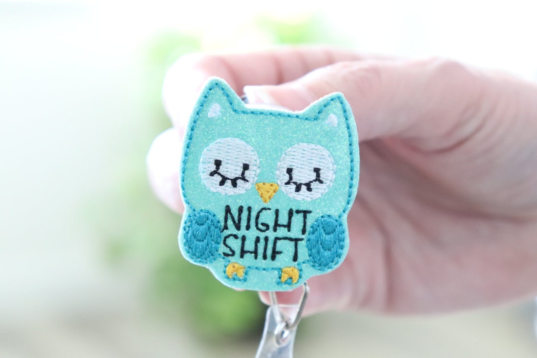 Night Shift Owl Interchangeable Badge Reel Retractable Badge Id Holder ...