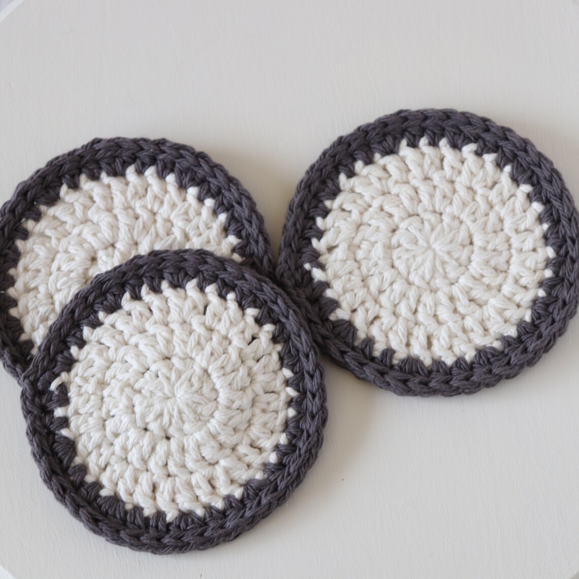 Gray and White Drink Coasters, Set of 4 or 6, Neutral Kitchen Decor ...
