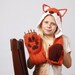 Hooded Fox Scarf Hooded Scarves Animal Scarf Red Fox Scarf - Etsy