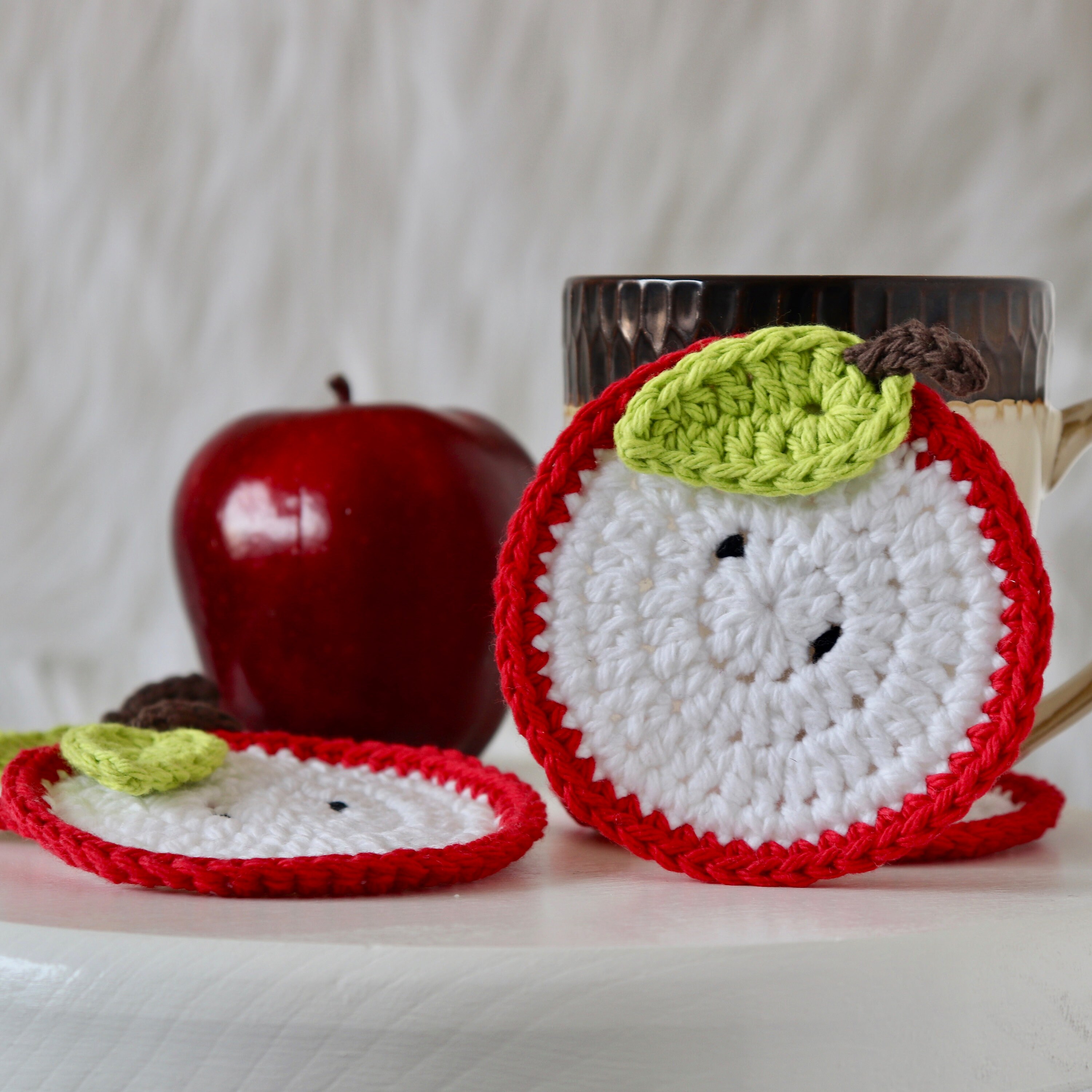 Apple Coaster Set Of 4 Red Apple Coaster Teacher | Etsy