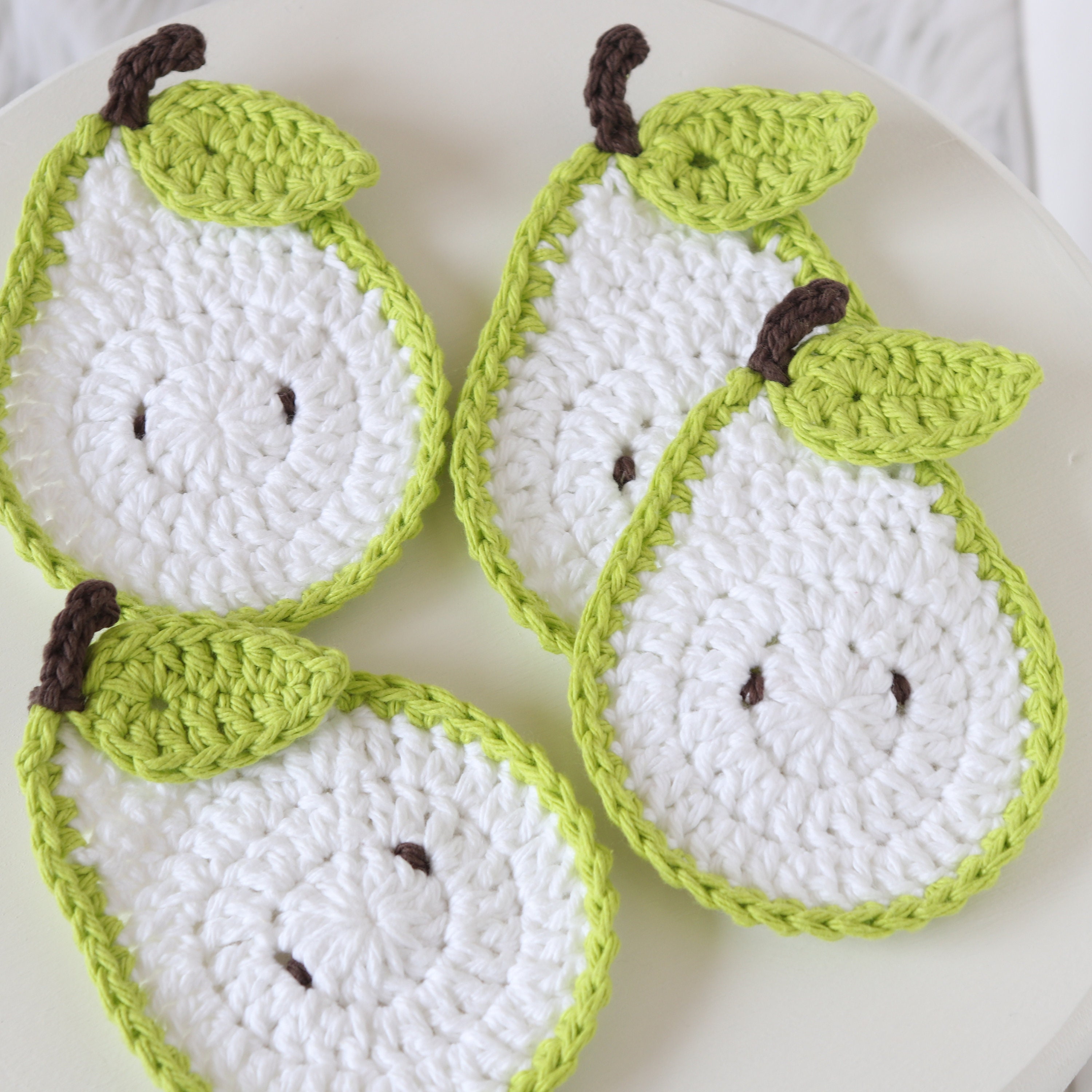 Pear Shaped Coasters Set of 4 Fruit Coasters Fruit Kitchen | Etsy