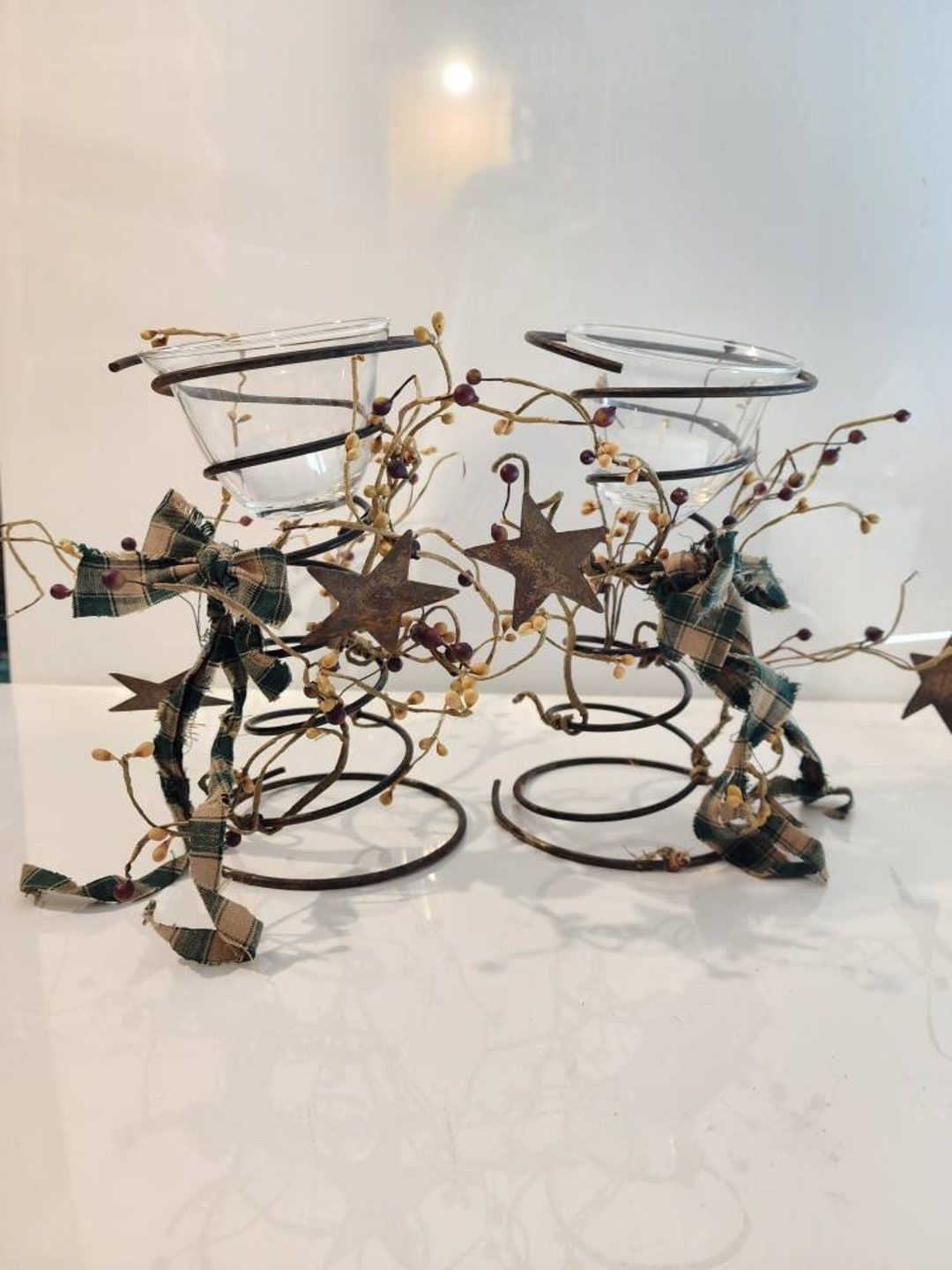 Primitive Rusty Spring Candle Holder. Rustic Country Style Votive ...