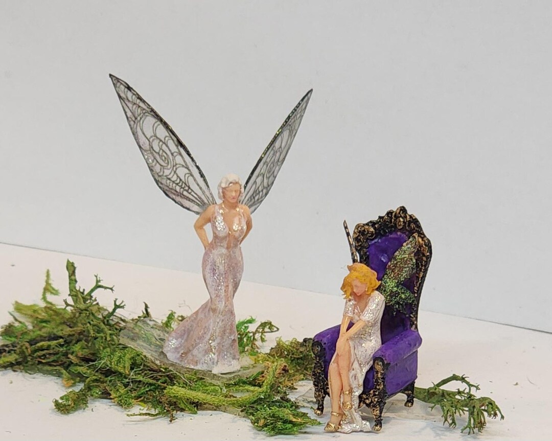 White Glittery Fairy Princess. Light Skin Fairy Figurines. Minature ...