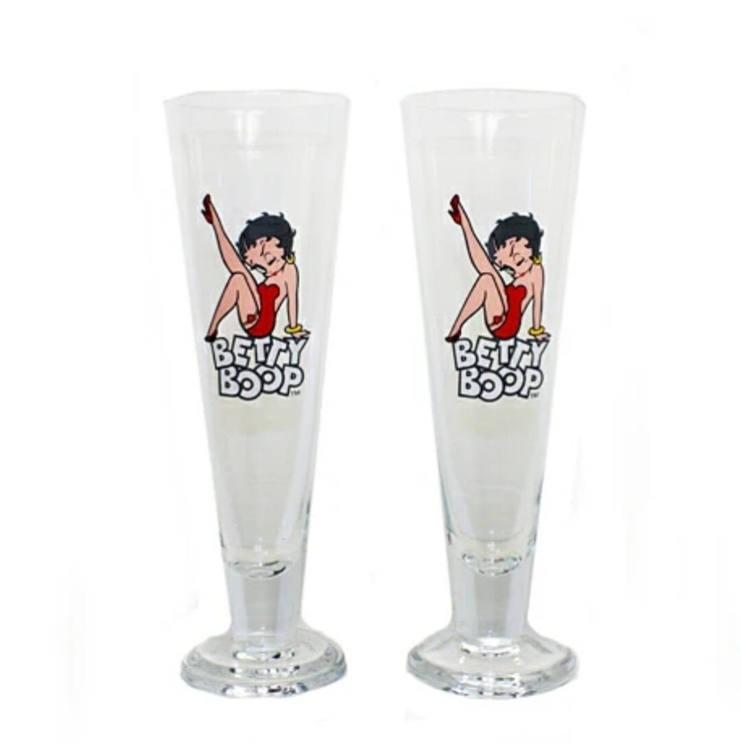 Set of 4 Betty Boop Pilsner Tall Beer Glass. 10 In. Featuring Her ...