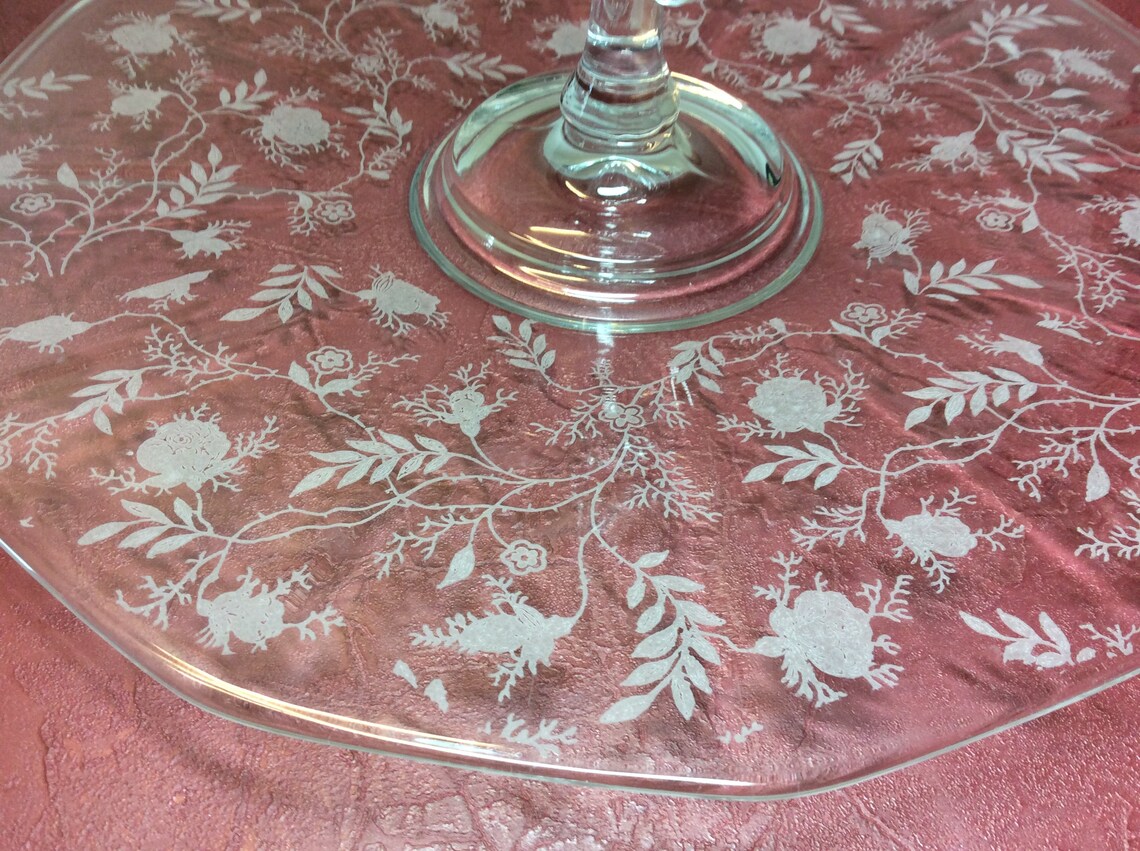 Fostoria Glass Handled Serving Tray Sandwich Tray CHINTZ - Etsy