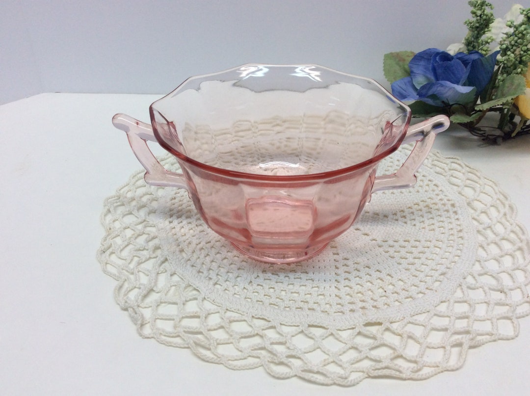 Cambridge Glass Pink Depression DECAGON Elegant Glass Open Sugar - Etsy