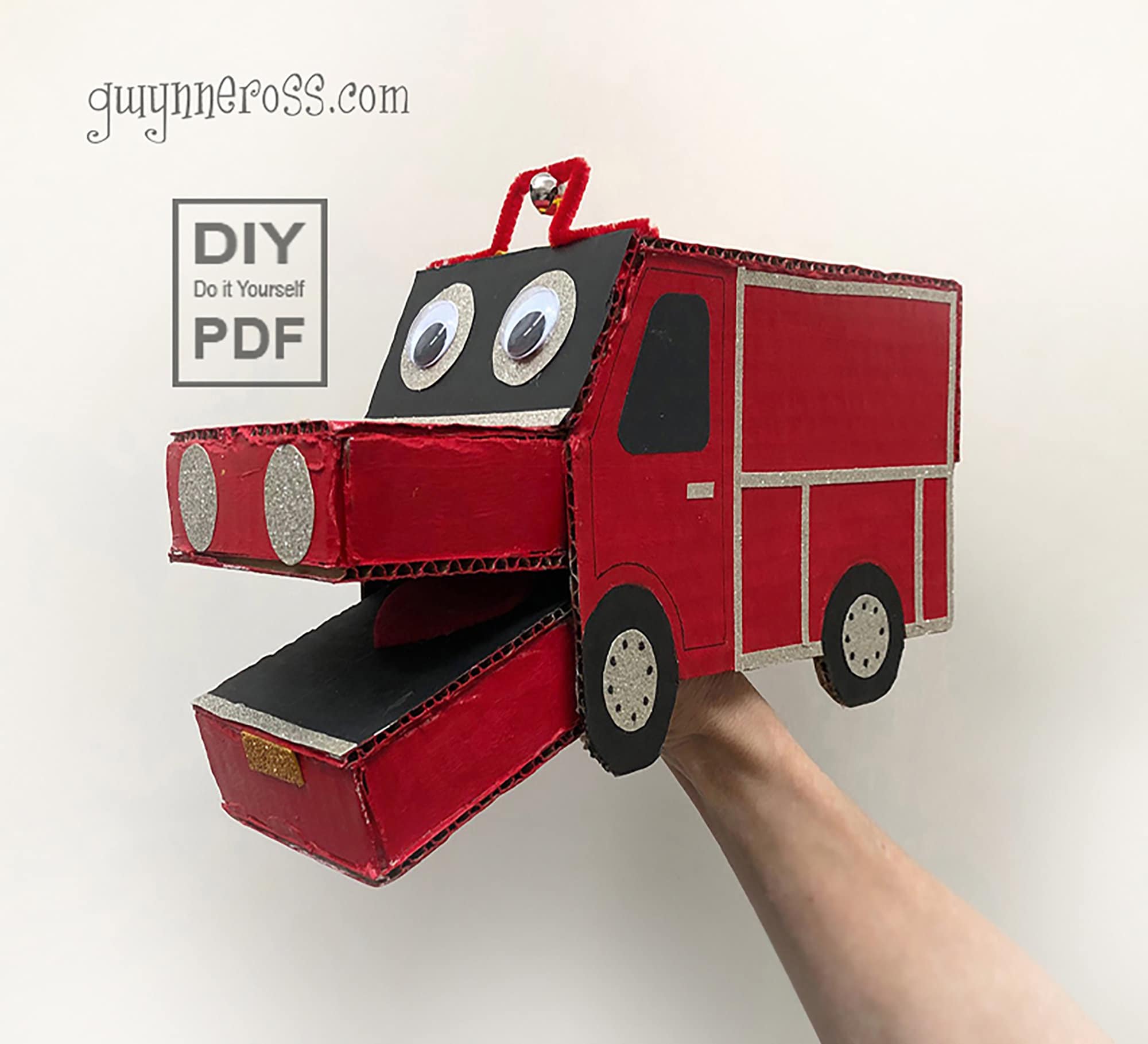 Truck Hand Puppet DIY PDF Kids Craft Preschool Paint Recycle Cardboard ...