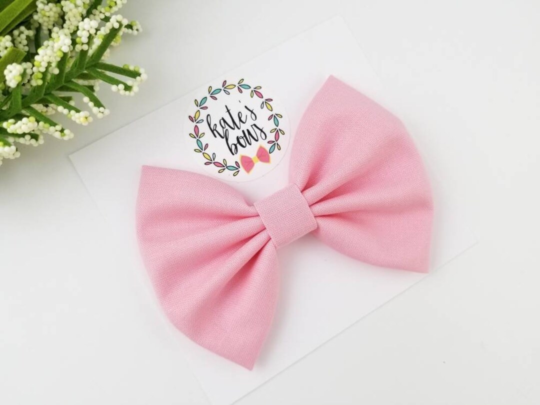 Carnation Pink Classic Style Fabric Hair Bow, Light Pink Bows, Spring ...