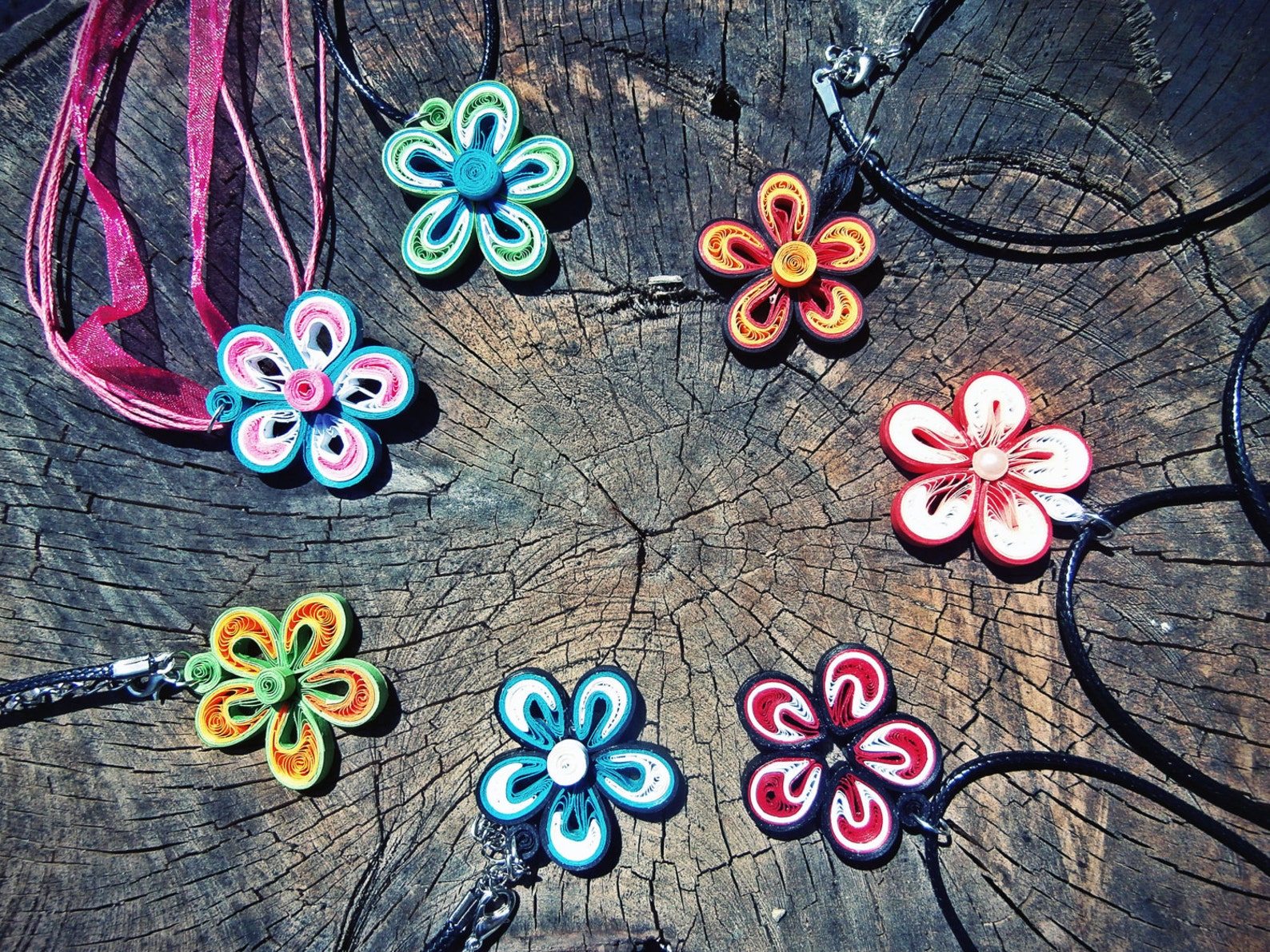 Quilled Necklace, Quilling Jewelry, Paper Flower Necklace, Floral ...