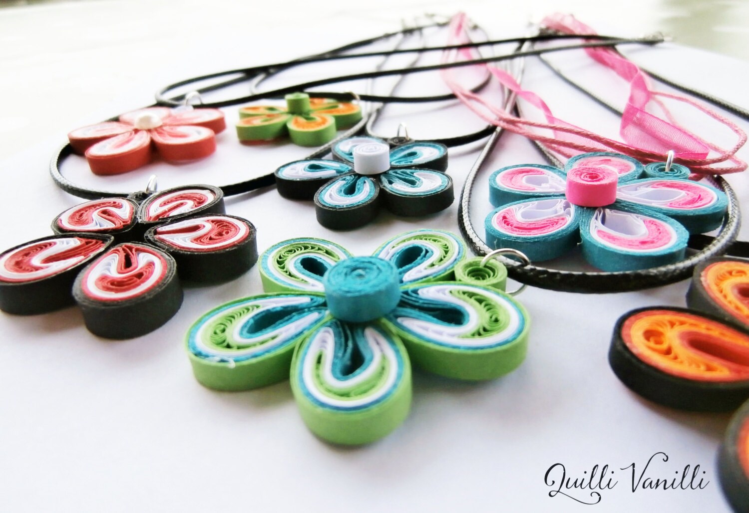 Quilled Necklace, Quilling Jewelry, Paper Flower Necklace, Floral ...