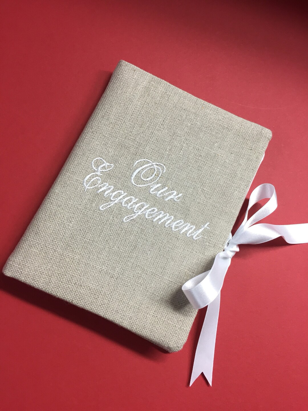 Engagement Photo Album, Personalized Wedding Album, Monogram Linen ...
