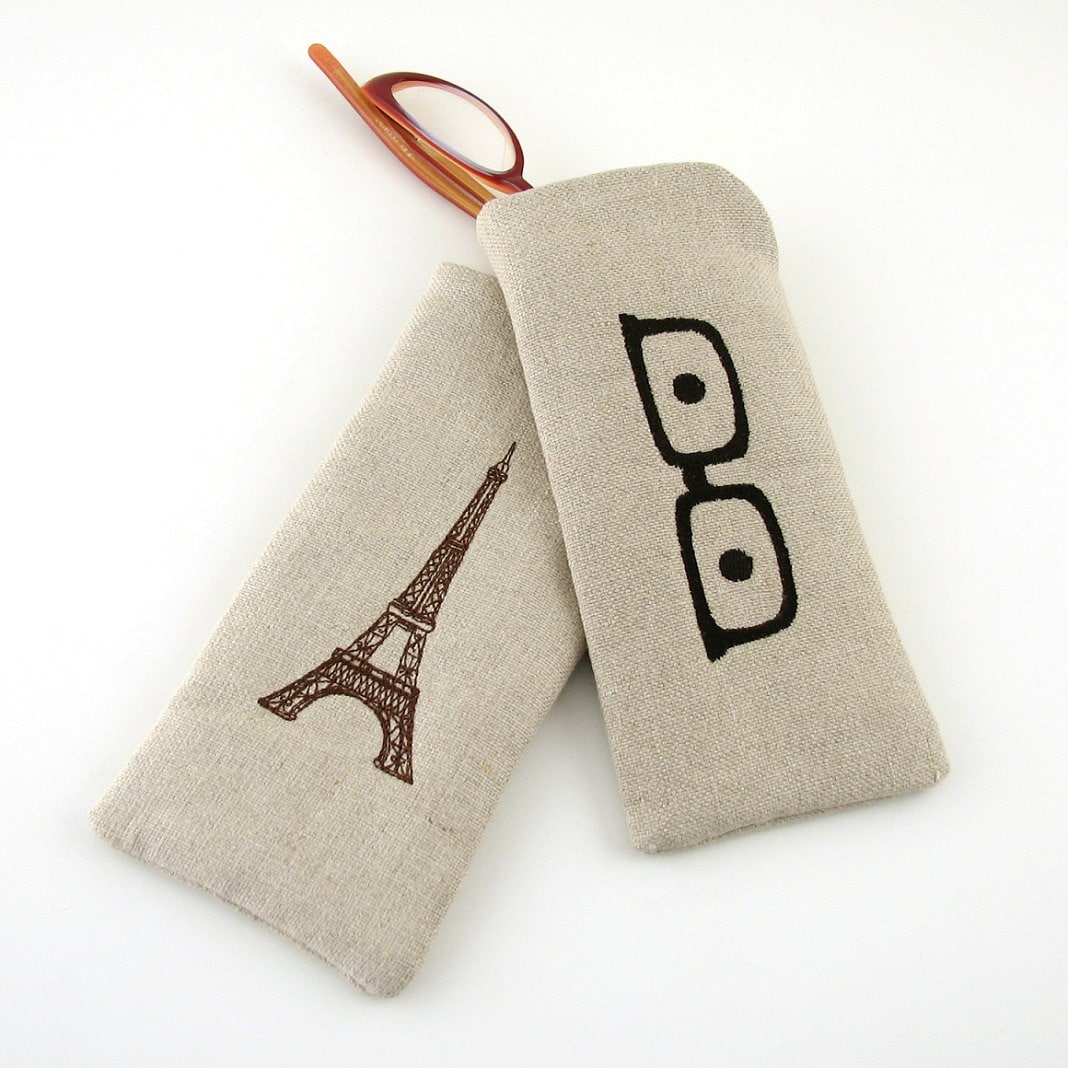 Linen Eyeglass Case Eiffel Tower Eyeglass Case Geek Glasses | Etsy
