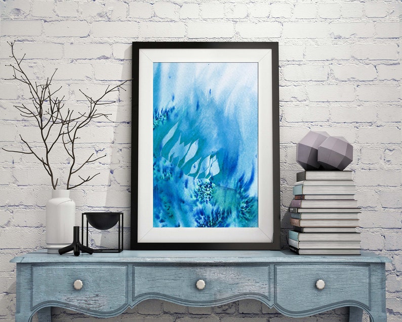 Teal Wall Art Home Decor Watercolor Wall Decor Teal Watercolor Prints ...