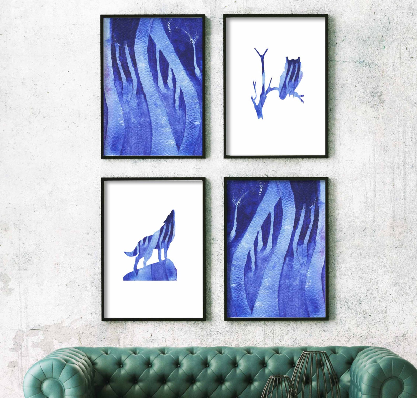 Art Prints, Blue Art Prints Watercolour Art Set, Prints - Etsy UK