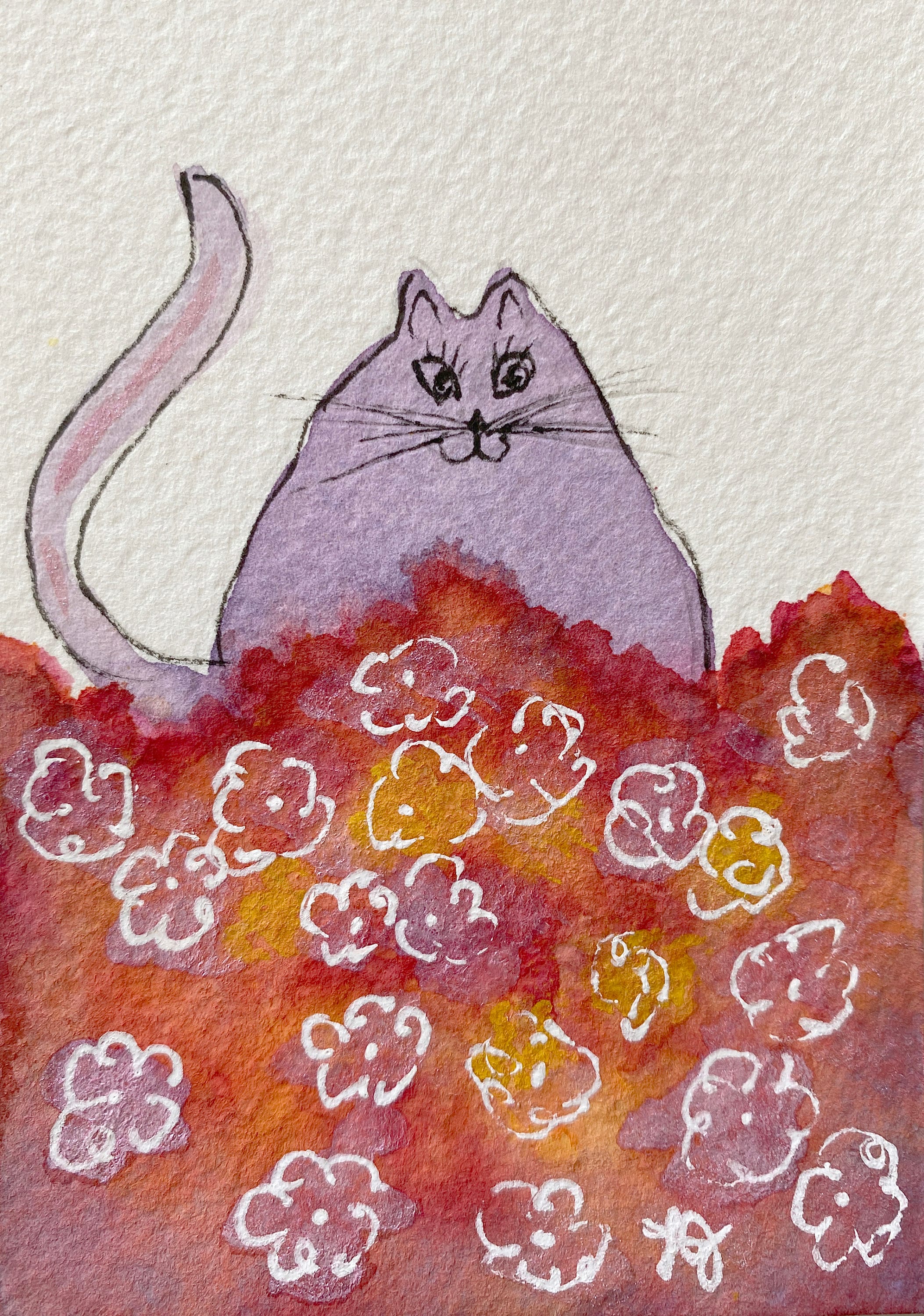 Original Watercolor Art Mini Painting Collectible Miniature cat 2 by ...