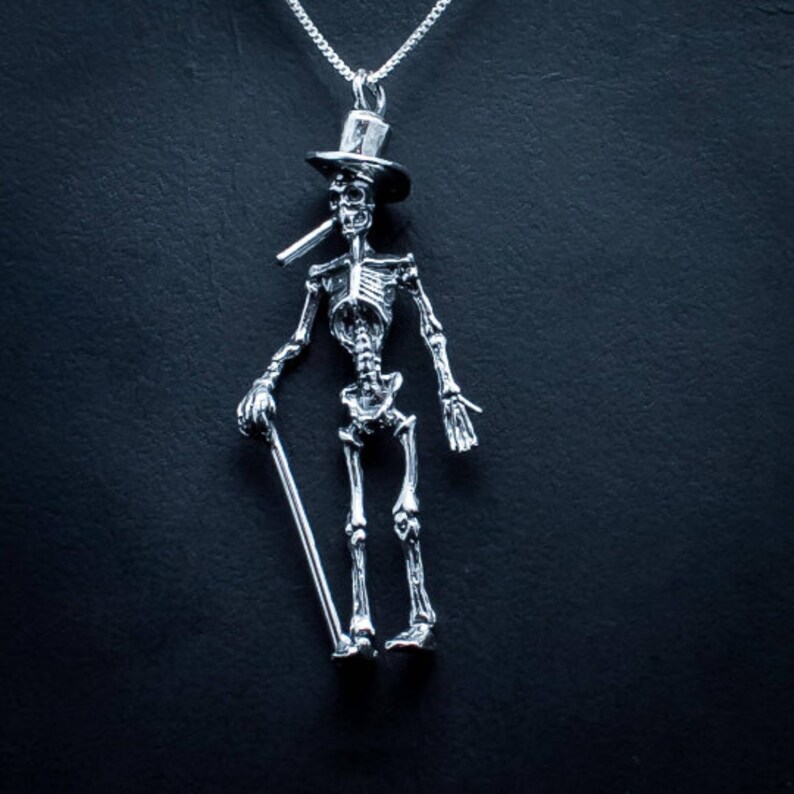 El Samedi Calaca, Sterling Silver Skeleton With Top Hat, Cigar, and ...
