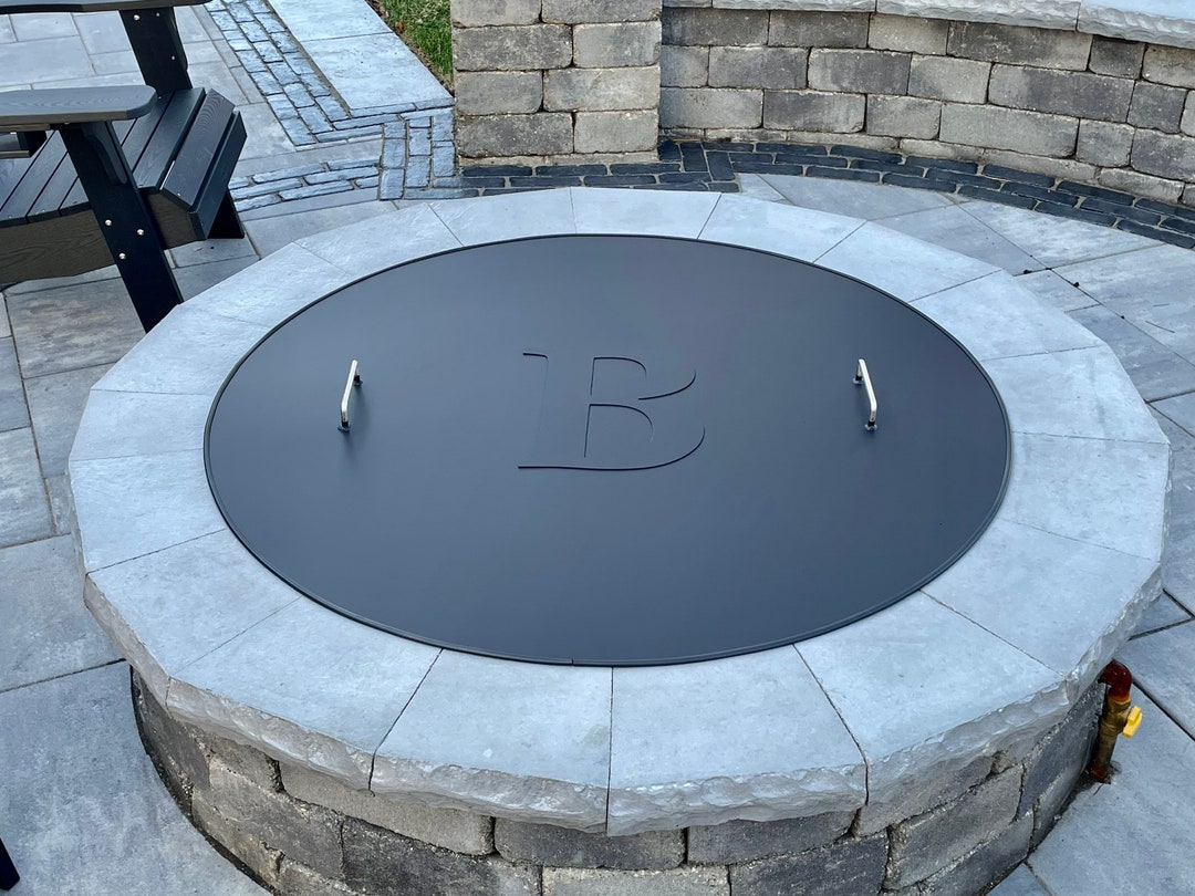 Personalized Fire Pit Cover: Monogrammed Galvanized Metal Snuffer Lid ...