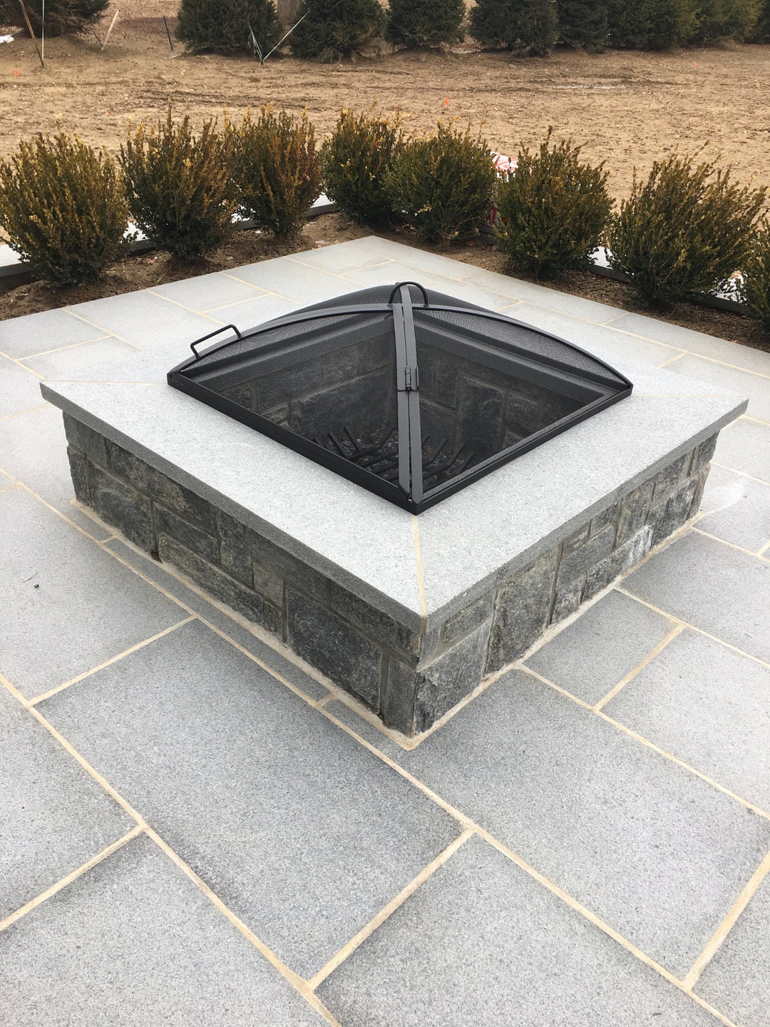 Square Rectangle Low Profile Mesh Steel Fire Pit Safety Screen, Carbon ...