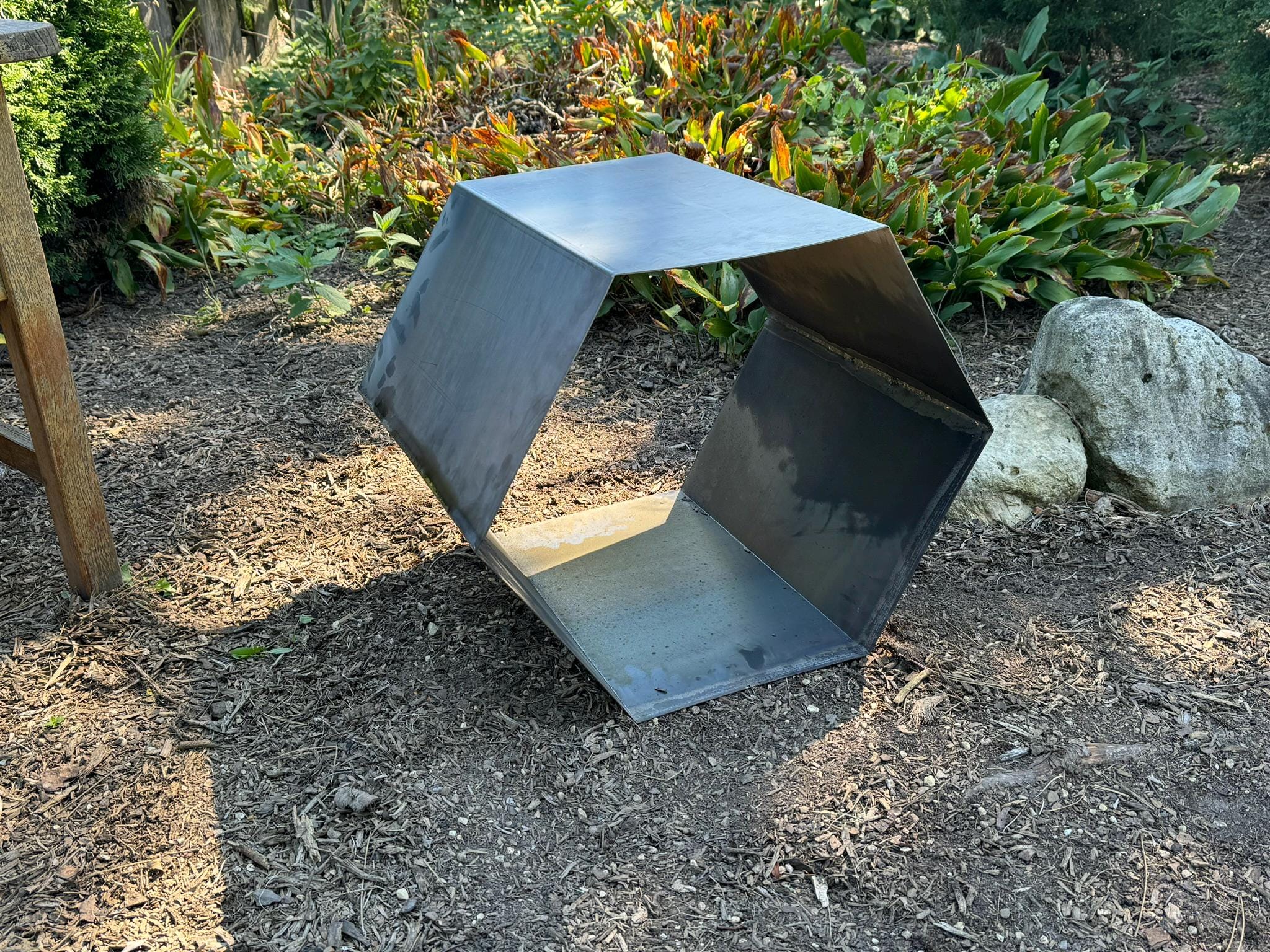 Corten Steel Hexagon Log Rack: Modern Firewood Storage, Made in USA - Etsy