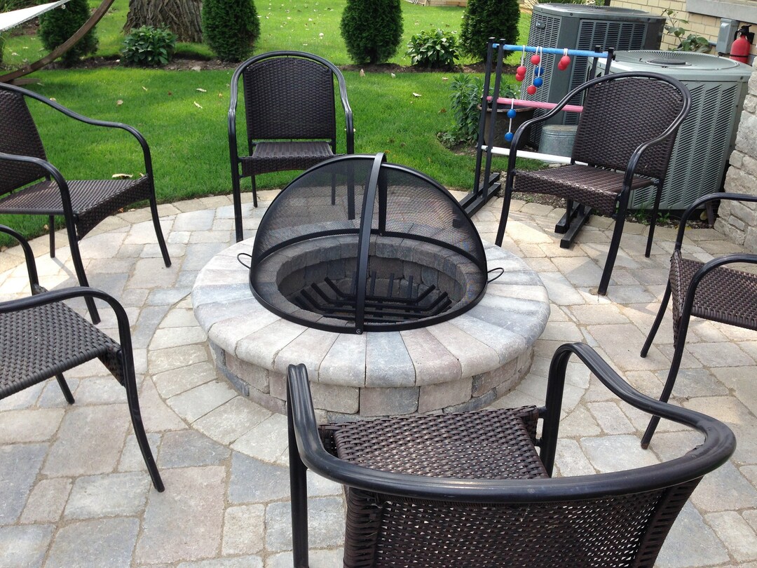 Pivot Round Fire Pit Safety Screen, Steel Fire Pit Screen Guard, Spark ...