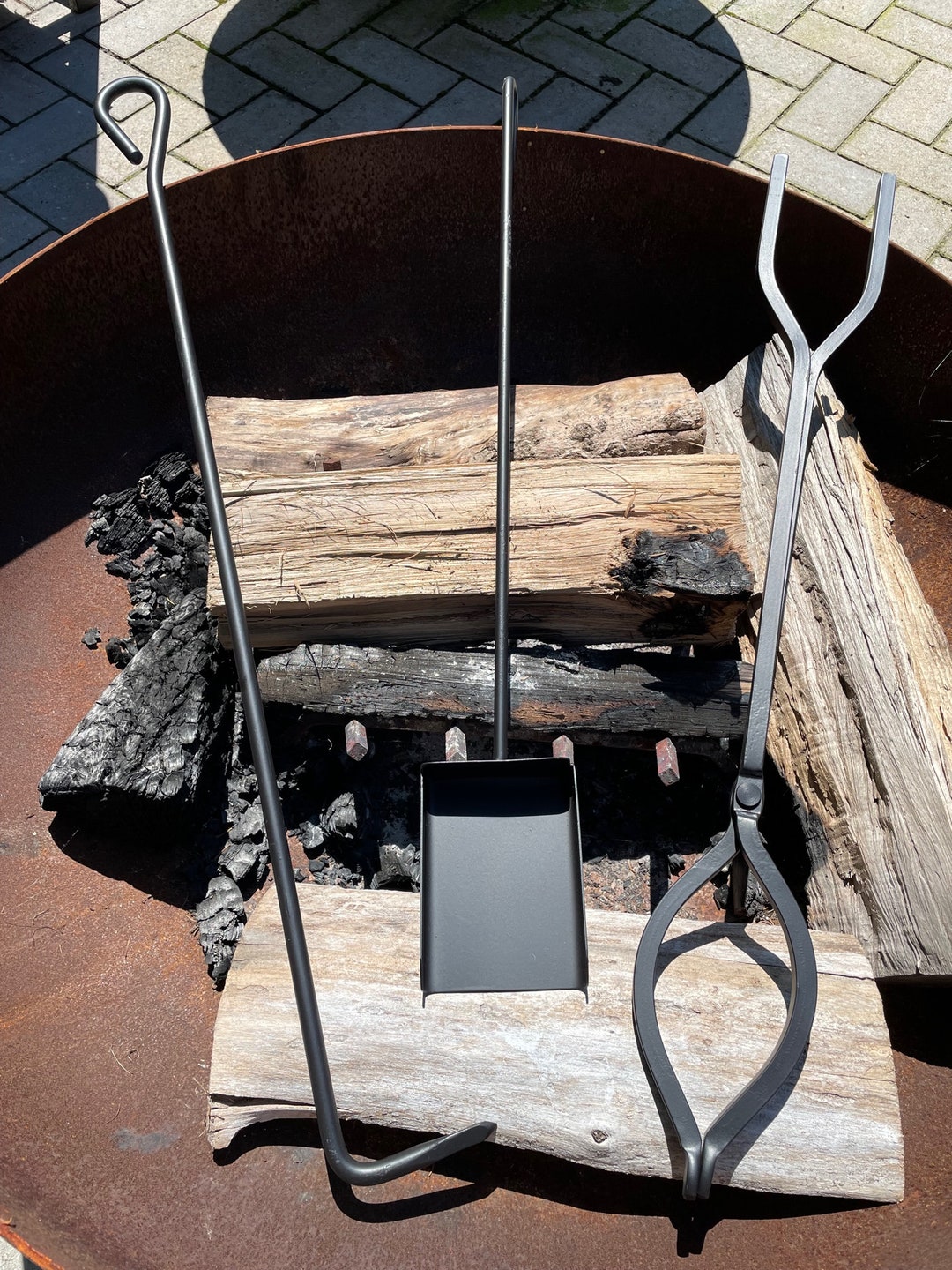 Hand Forged Steel Fire Pit Tools, Stainless Steel Fireplace Tong Poker ...