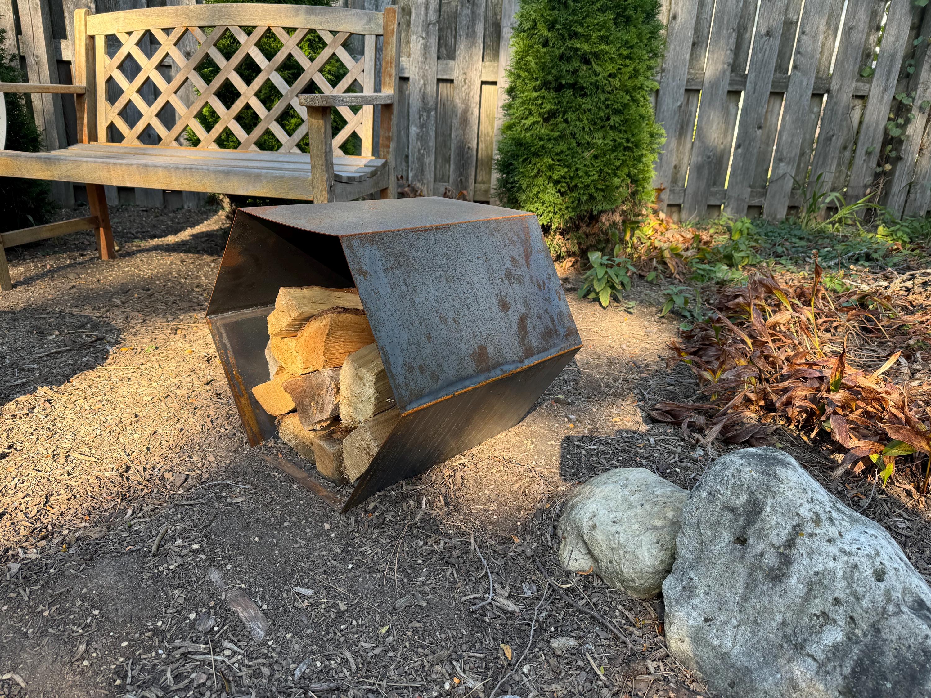 Corten Steel Hexagon Log Rack: Modern Firewood Storage, Made in USA - Etsy
