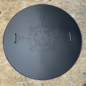 Compass Monogram Fire Pit Lid Cover, Stainless Steel Fire Pit Snuffer ...