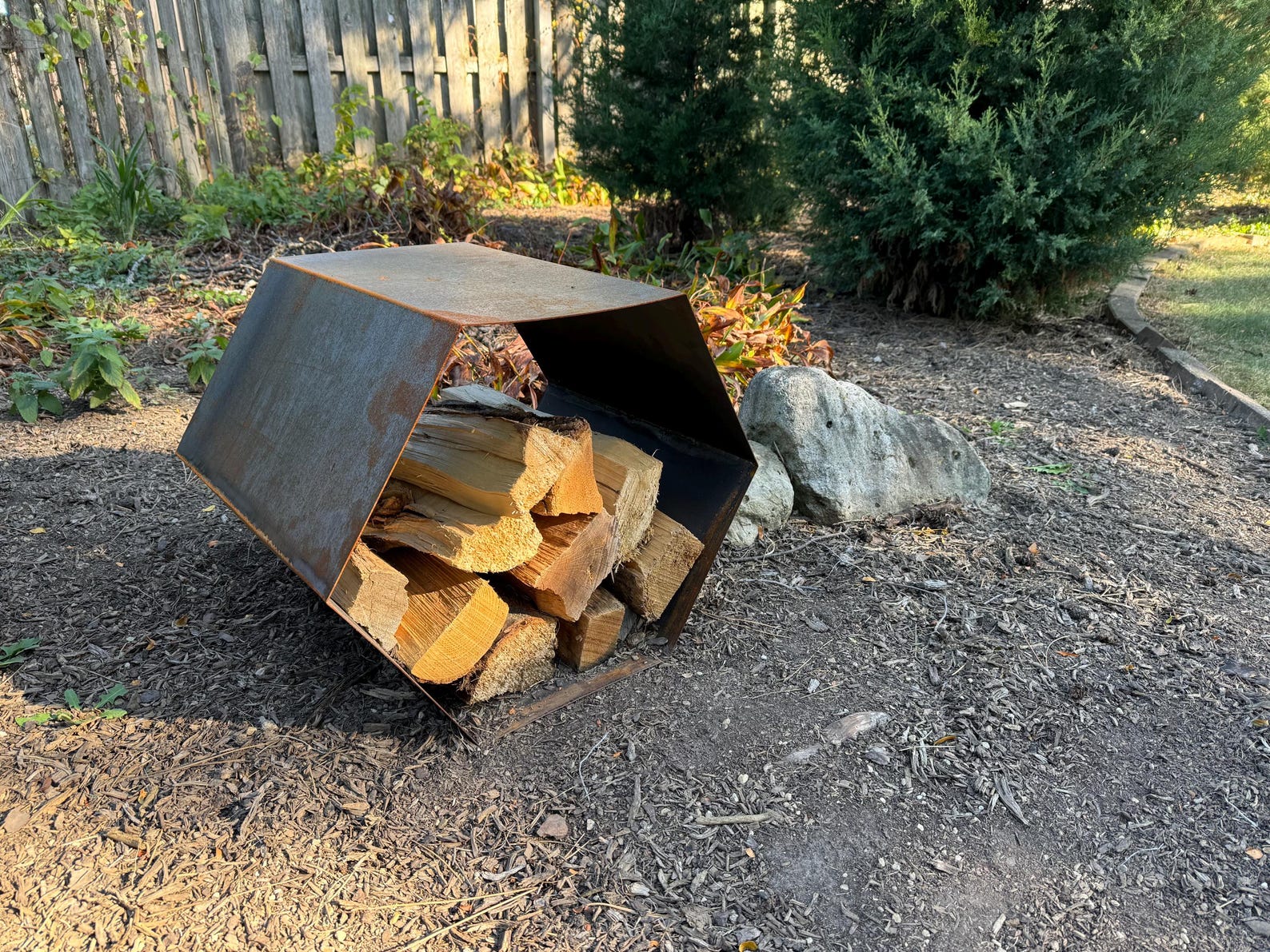 Corten Steel Hexagon Log Rack: Modern Firewood Storage, Made in USA - Etsy