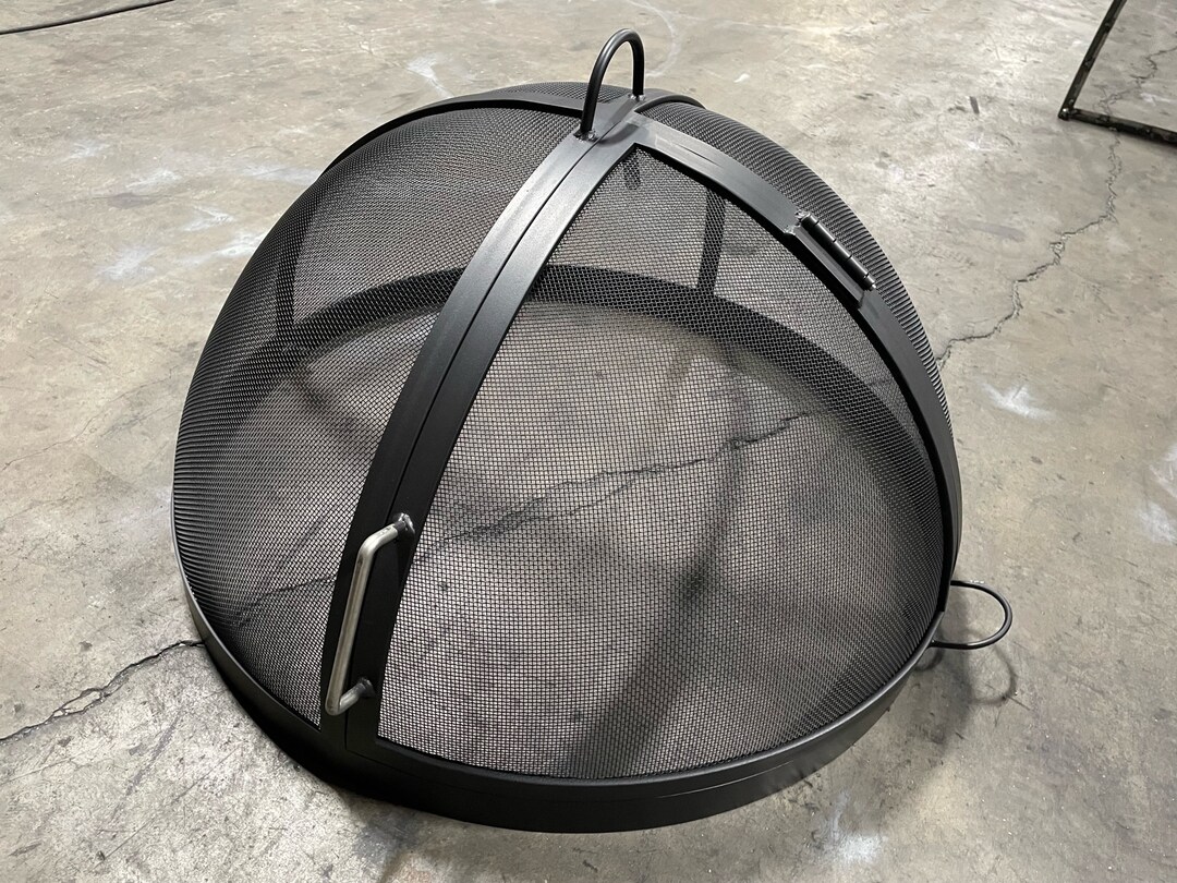 Fire Pit Lift off Dome Safety Screen Mesh Steel, Round Fire Pit Screen ...
