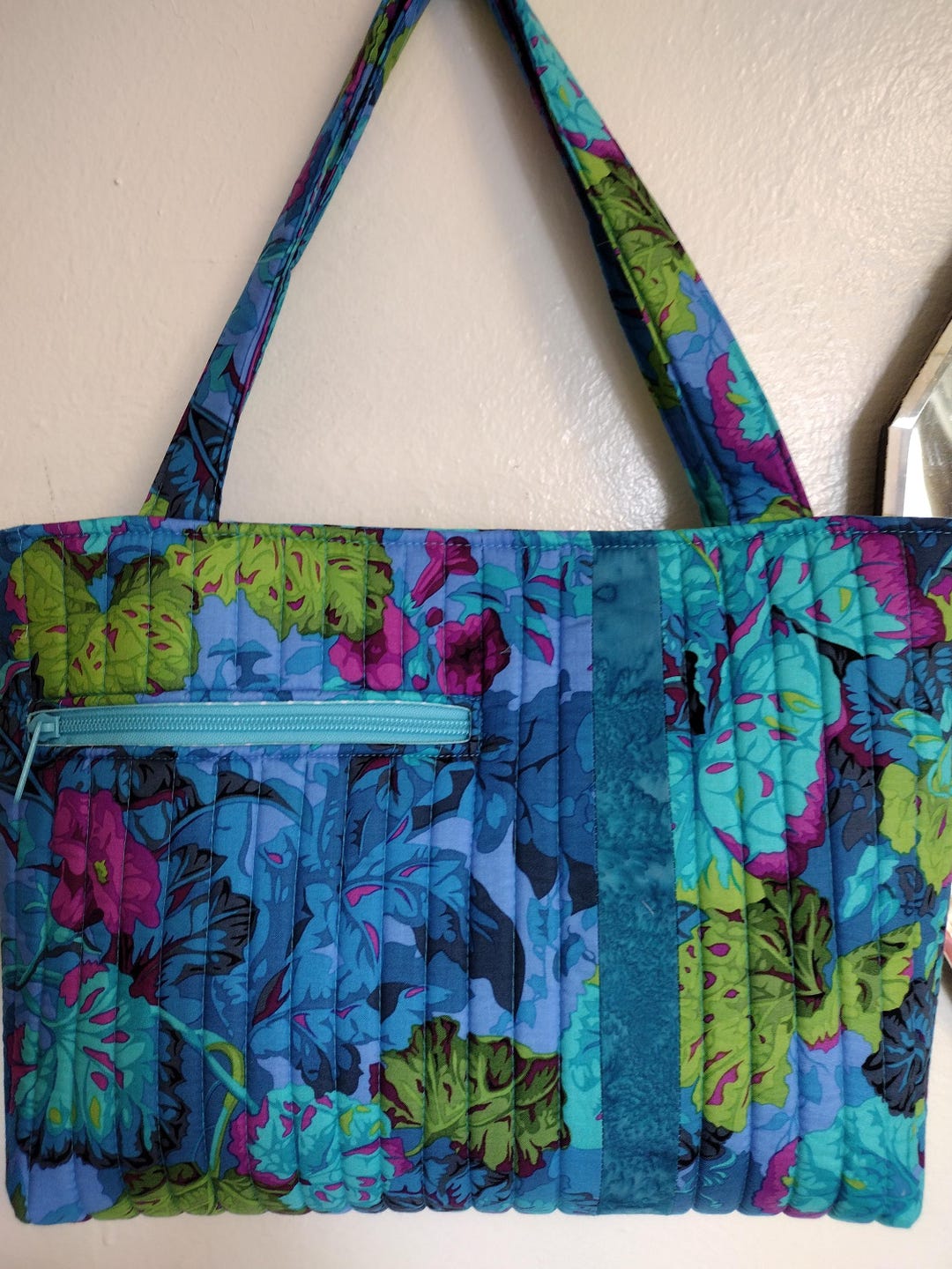 Beautiful Quilted Kaffe Fassett Blue Green and Purple Main Piece and ...