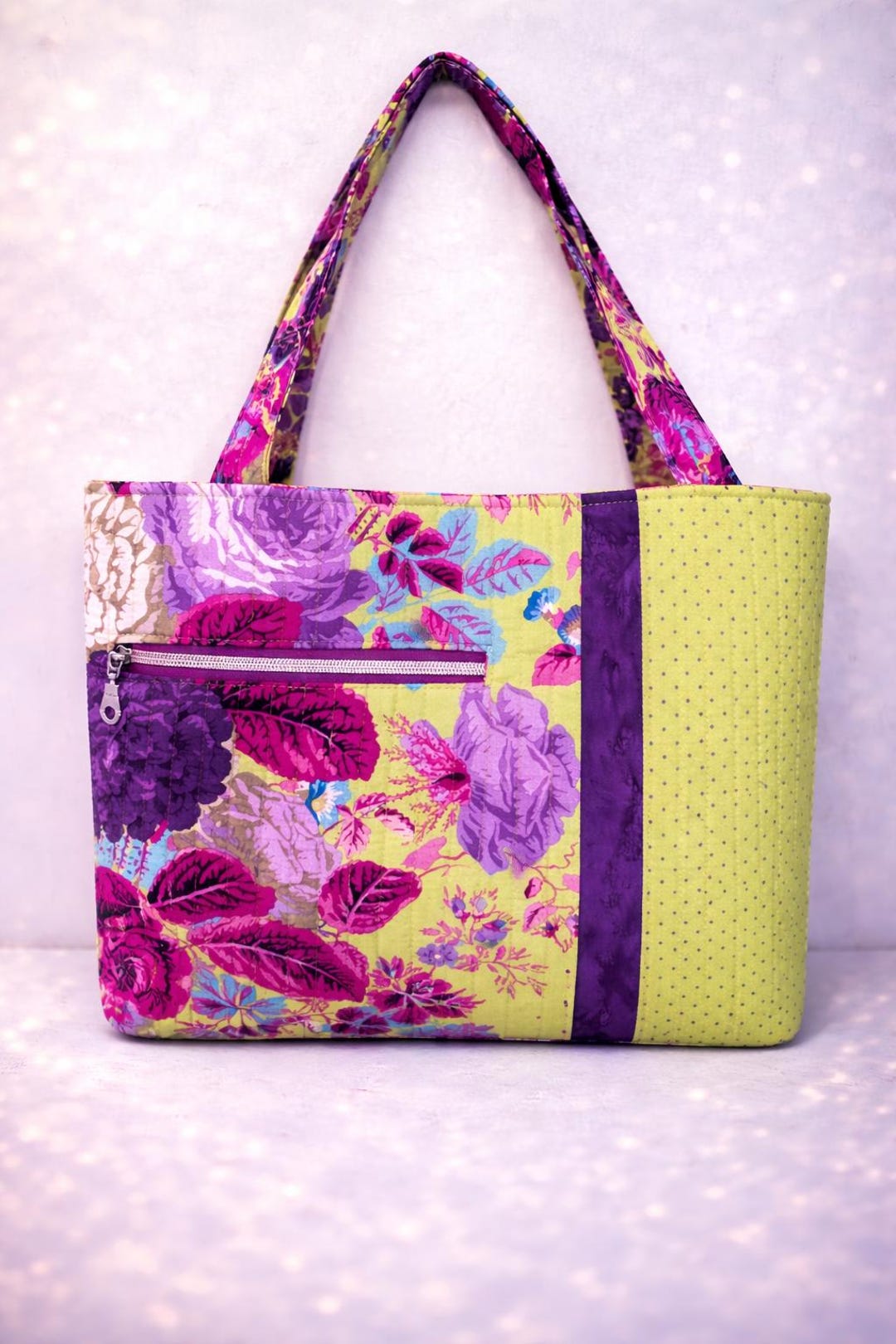 Quilted Kaffe Fassett Floral Tote Bag With Zipper - Etsy