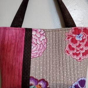 Spring Quilted Zippered Kaffe Fassett Tan and Pink Bag - Etsy