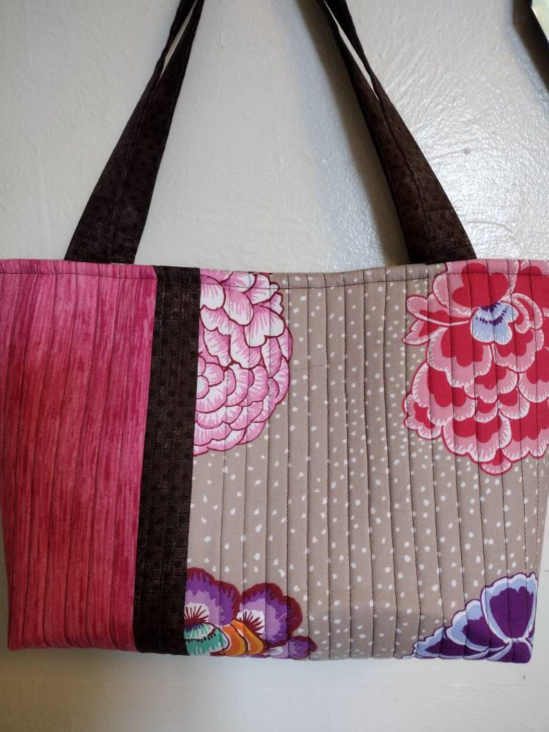 Spring Quilted Zippered Kaffe Fassett Tan and Pink Bag - Etsy