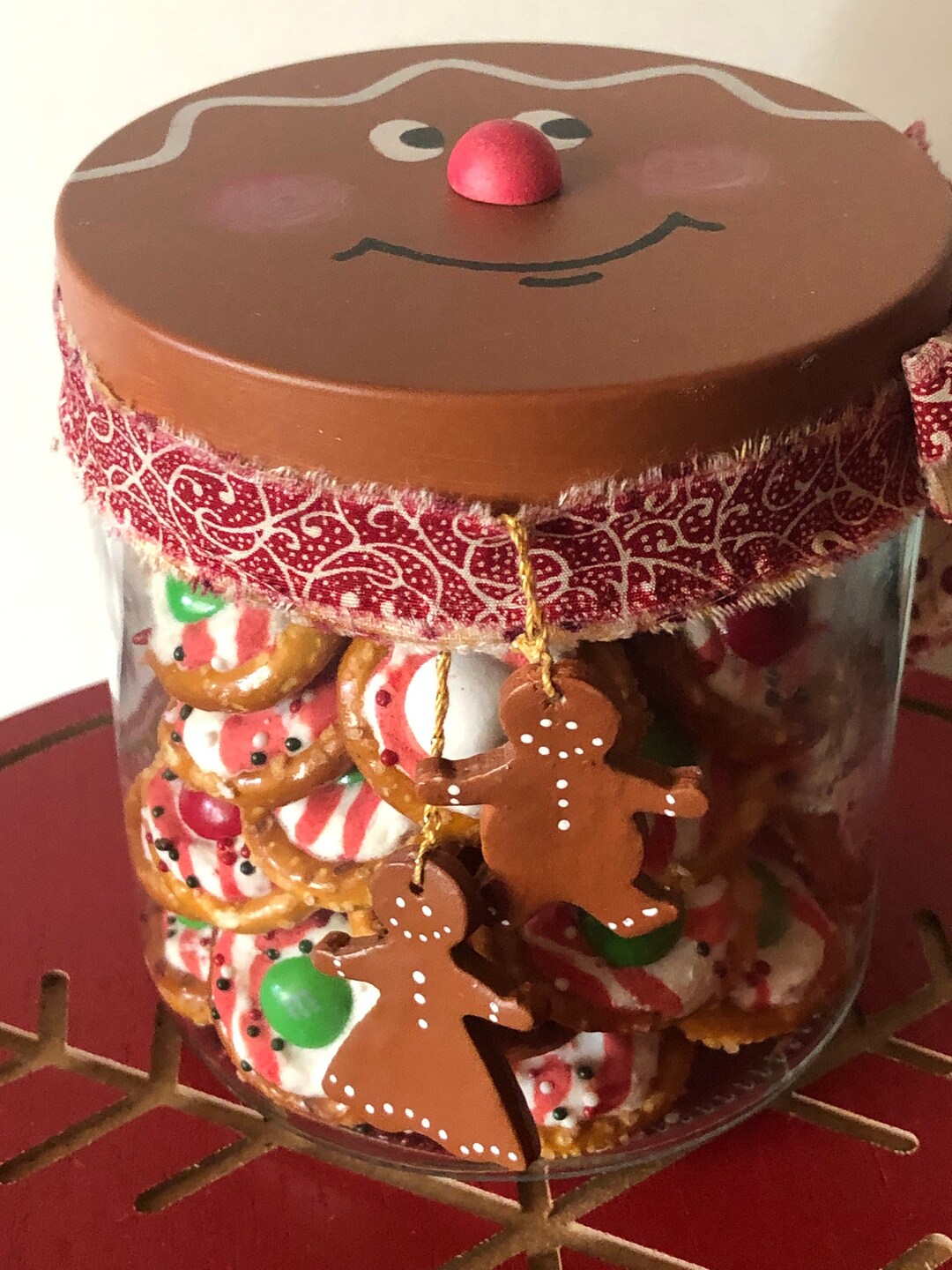 Gingerbread Cookie Jar and Treat Jar Glass Container, Ready to Ship - Etsy