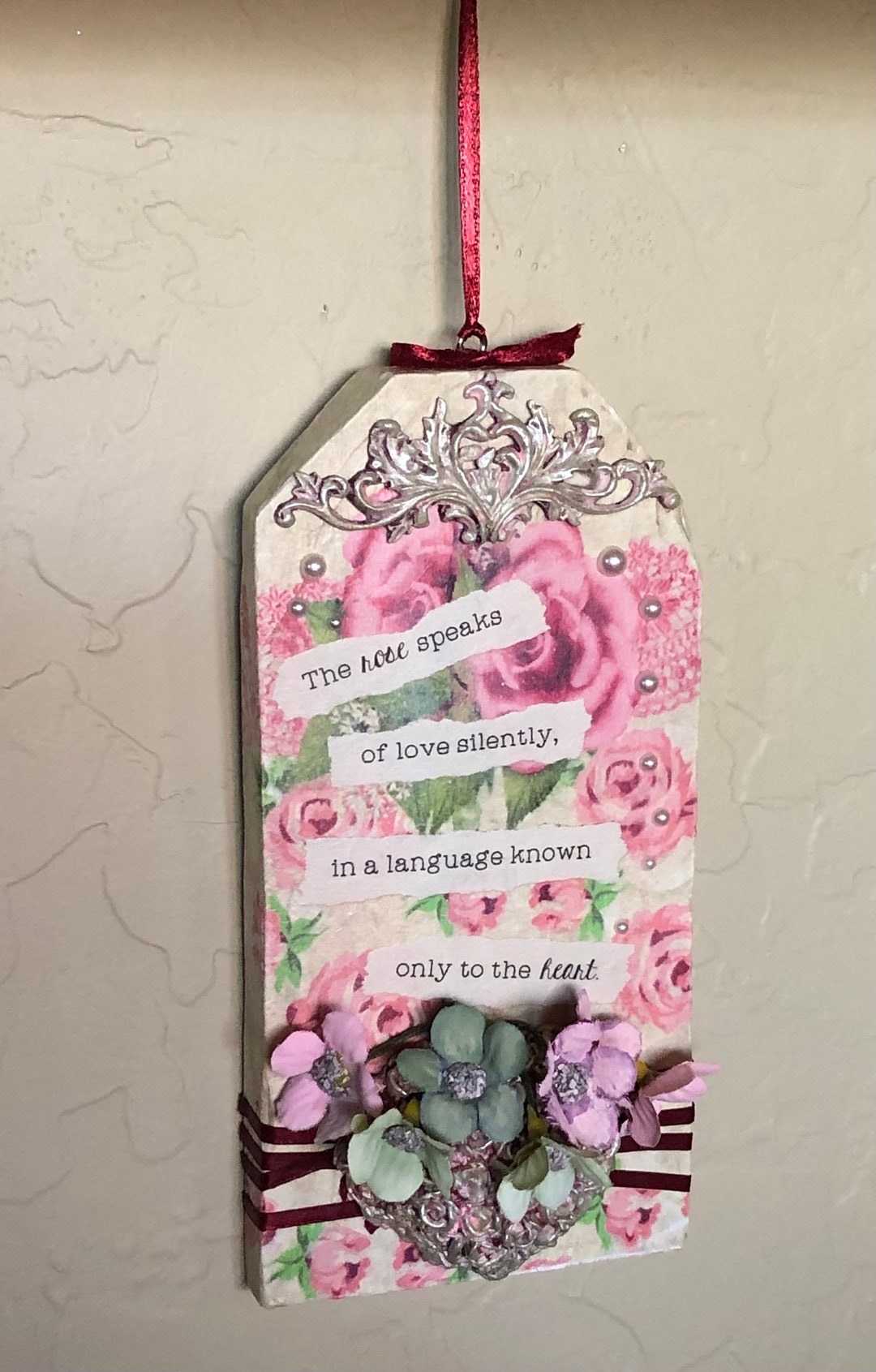 Floral Hanging Sign With Rose Verse Flourishes and - Etsy