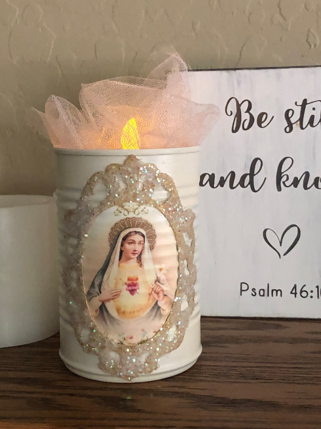 Immaculate Heart of Mary Upcycled Tin Can: Religious Decoupage Decor - Etsy