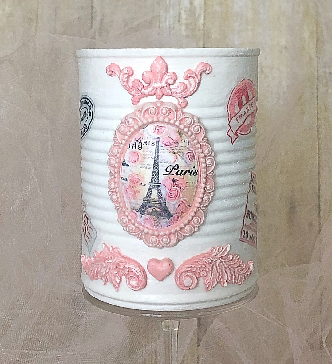Upcycled Paris Tin Container: Shabby Chic French Decor - Etsy