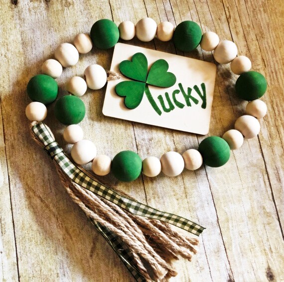 St. Patrick's Wood Bead Garland St. Paddy's Garland | Etsy