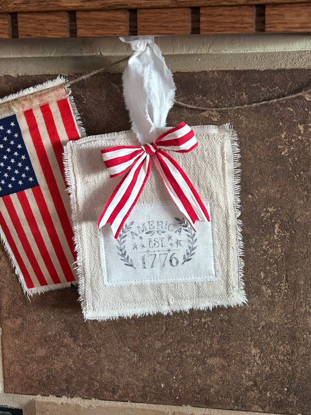 Patriotic Fabric Hanging Tags: 1776 Design, Shabby Chic Decor - Etsy