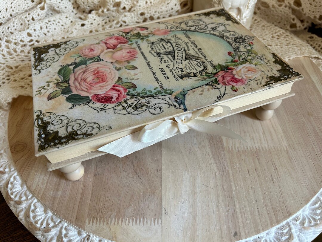 Book Riser, French Book Riser, Shabby Chic Altered Book, Country ...
