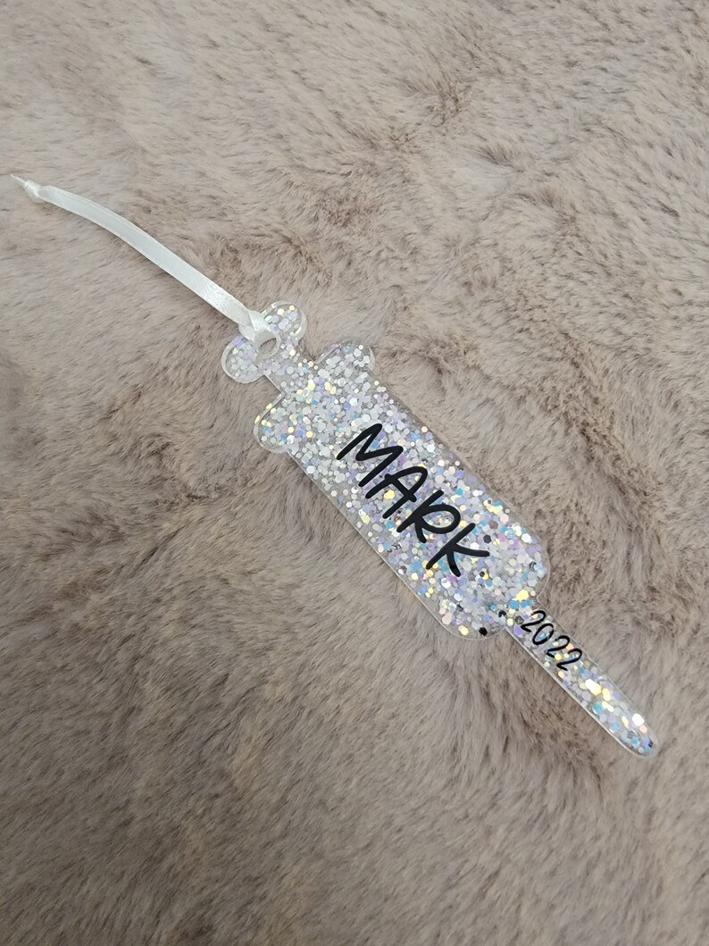 Personalized Glitter Syringe Ornament - Etsy