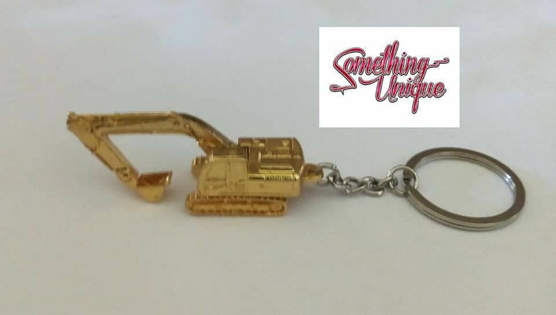 3D Gold Tone Mini Excavator Keychain - Etsy