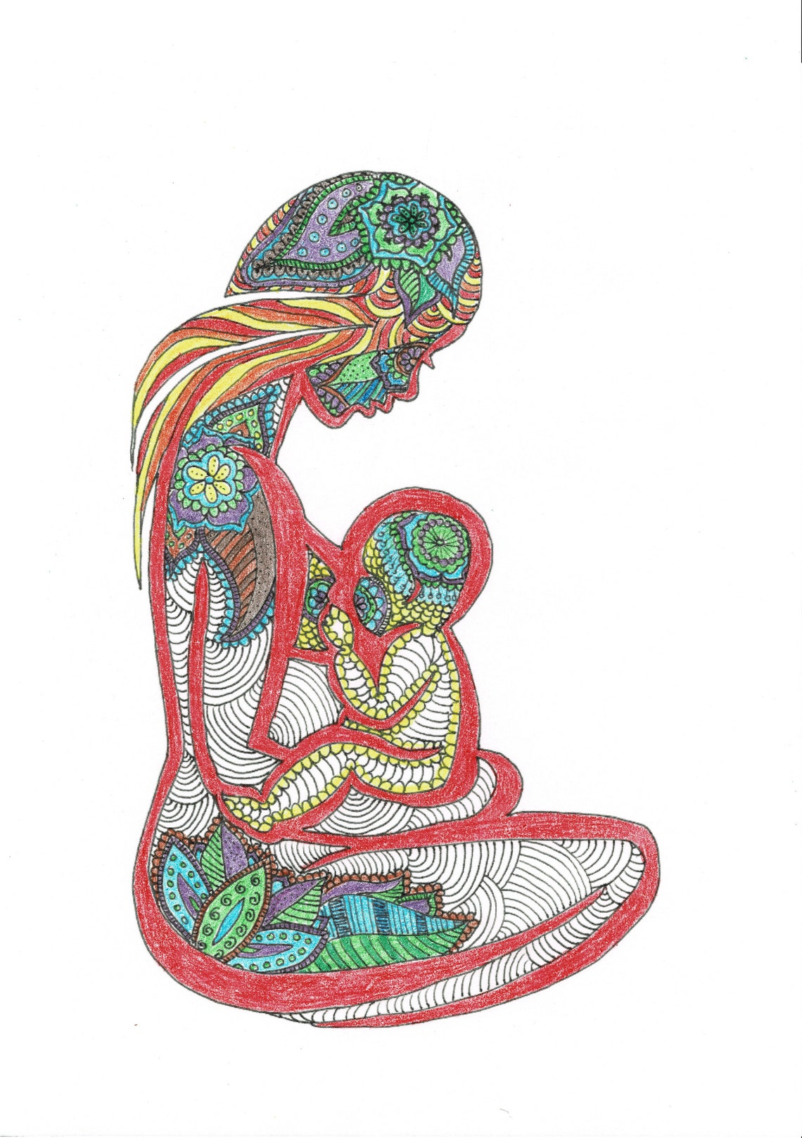 Breastfeeding Coloring Page - DIGITAL DOWNLOAD - Birth Art, Adult ...