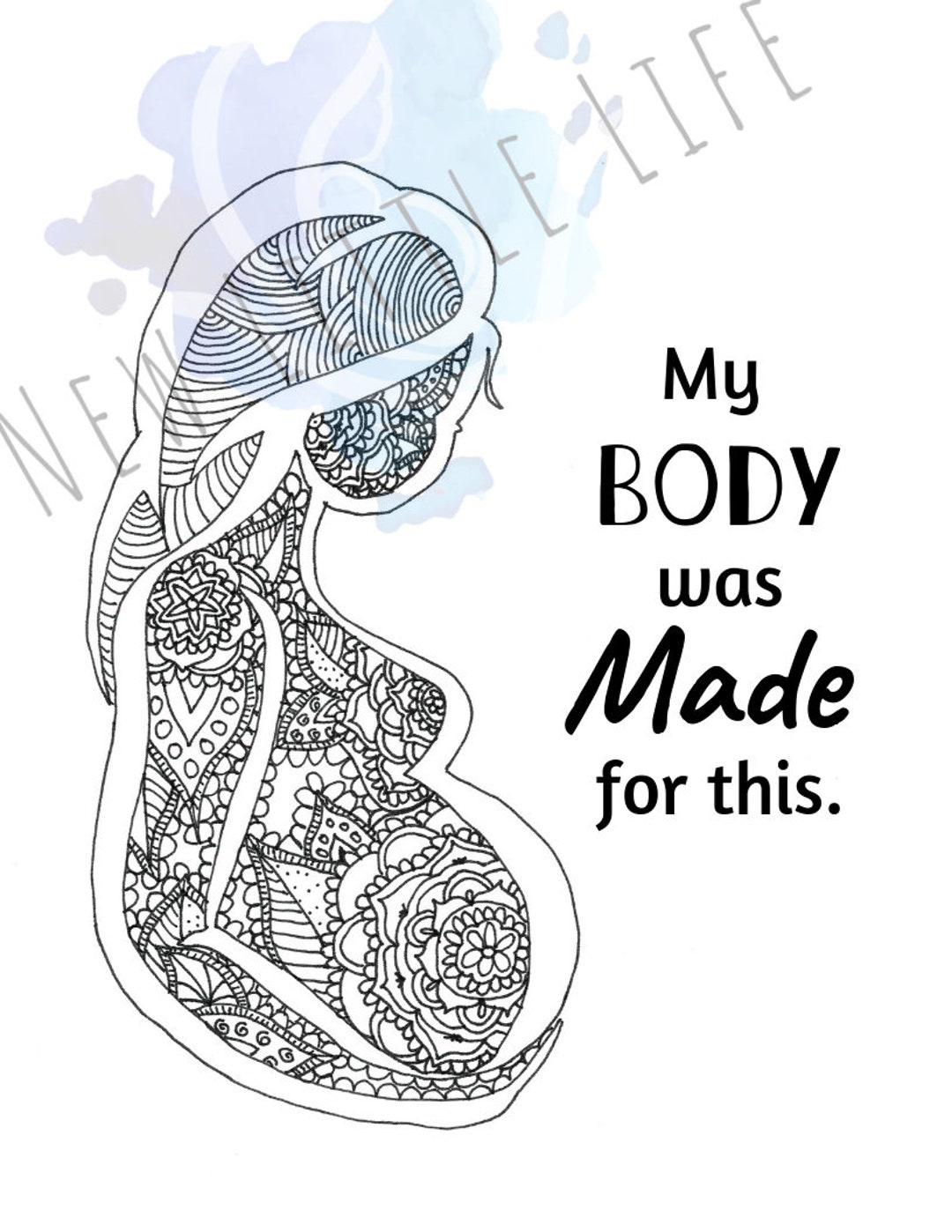 Birth Affirmation Coloring Page - DIGITAL DOWNLOAD - Adult Coloring ...