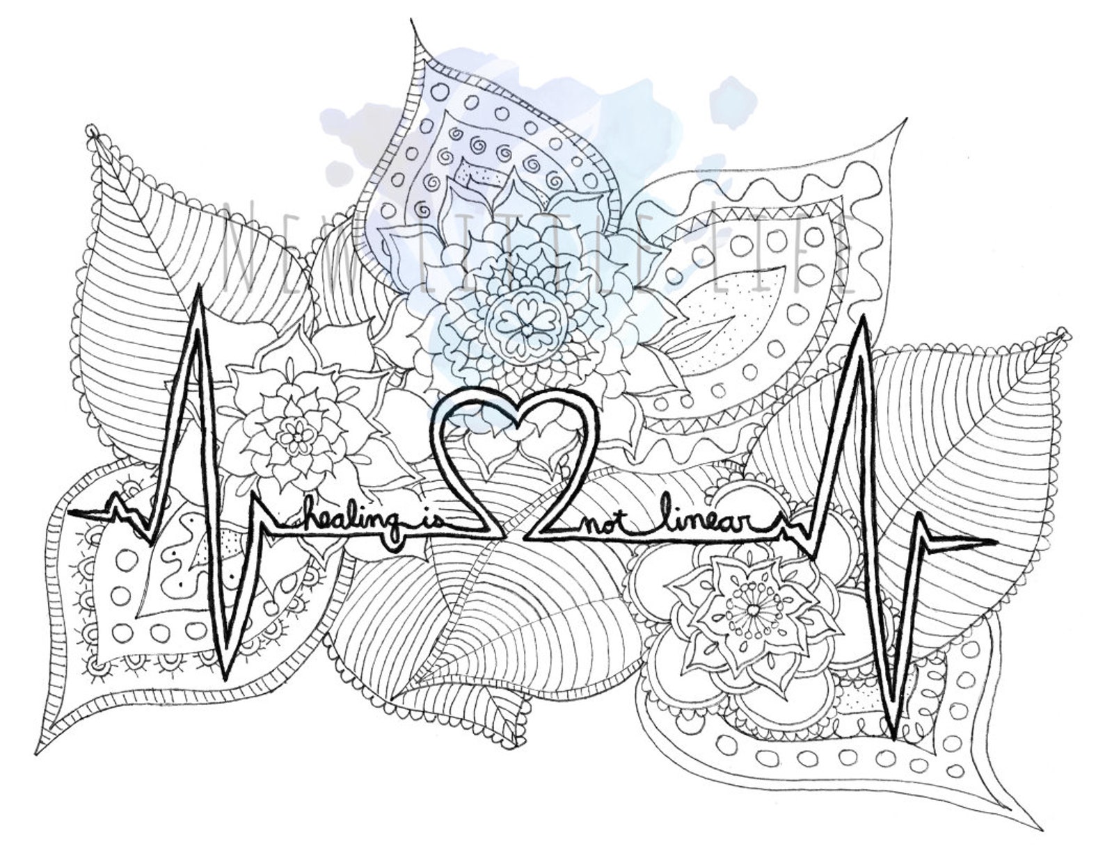 Healing is Not Linear Coloring Page DIGITAL DOWNLOAD Adult Coloring ...